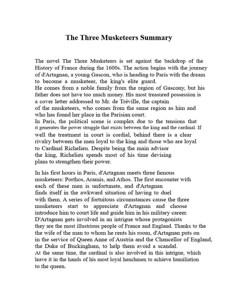 The Three Musketeers Summary | PDF | The Three Musketeers