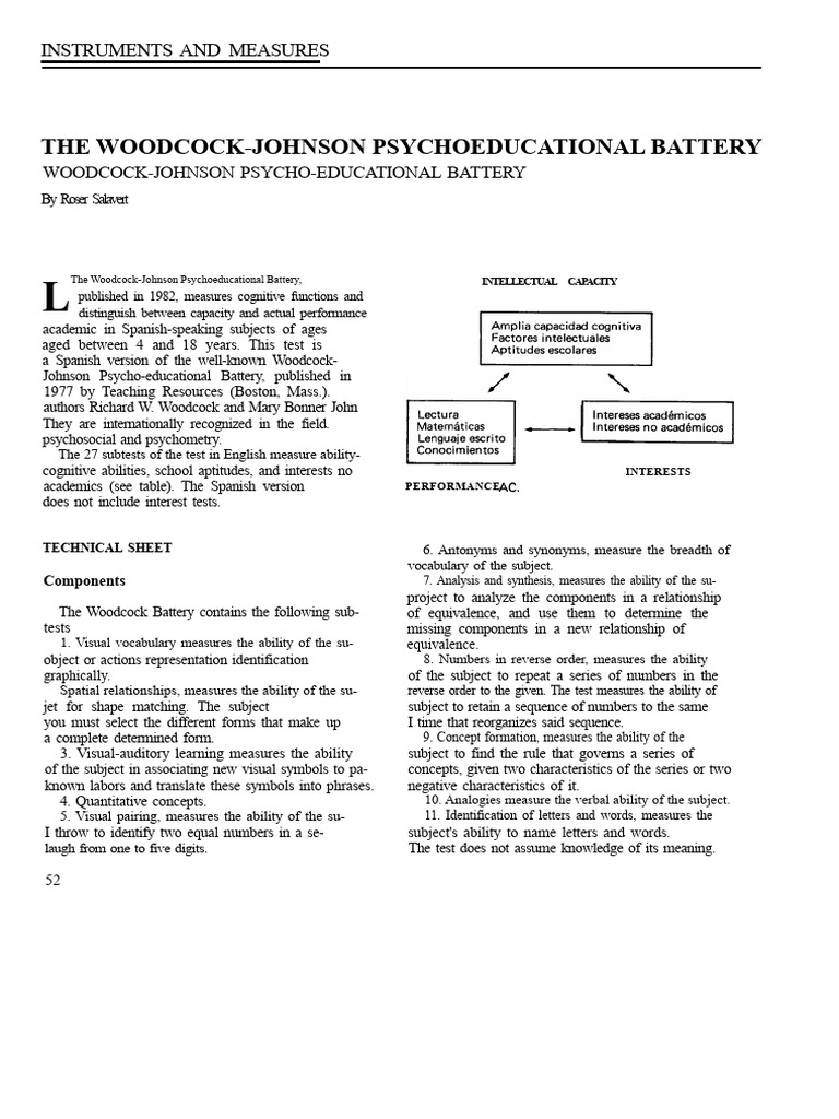 The Psychoeducational Battery Woodcock-Johnson | PDF | Reading ...