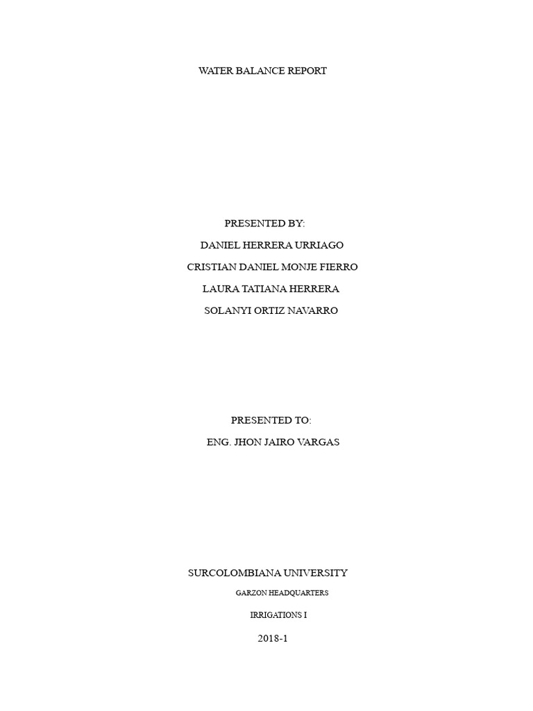 WATER BALANCE REPORT.docx | PDF | Evapotranspiration | Irrigation