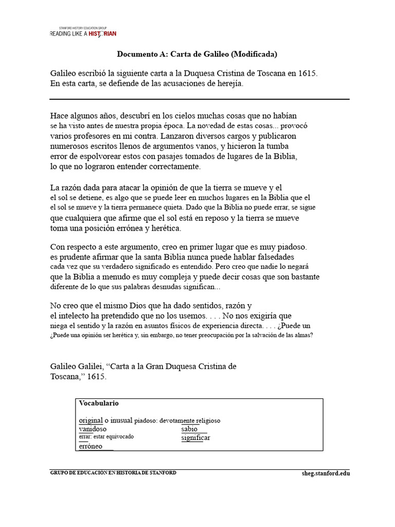 Documentos de Galileo DBQ | PDF | Galileo Galilei | Iglesia Católica