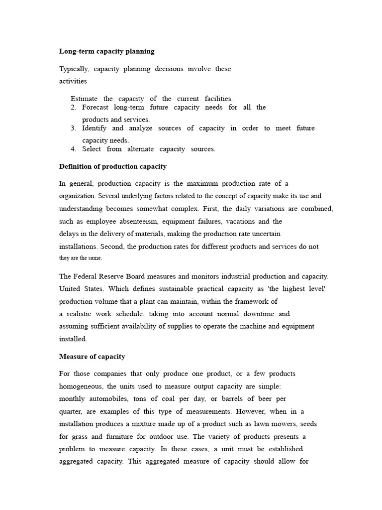 Long-Term Capacity Planning | PDF | Economies Of Scale | Economies