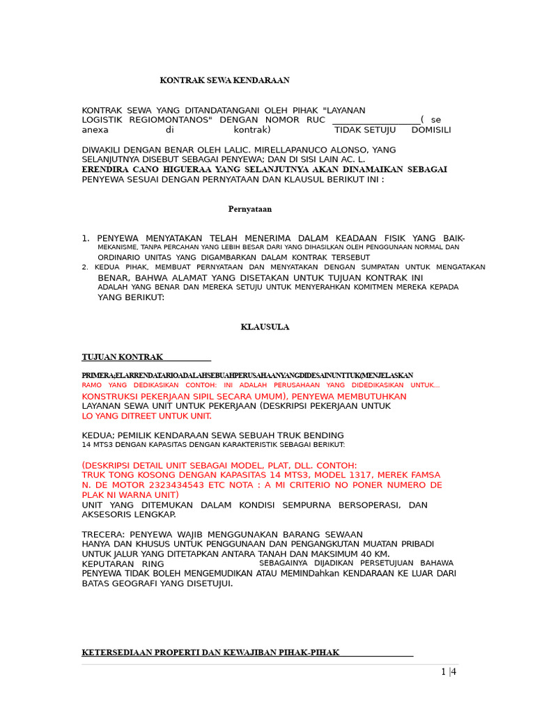 Kontrak Sewa Kendaraan Truk | PDF