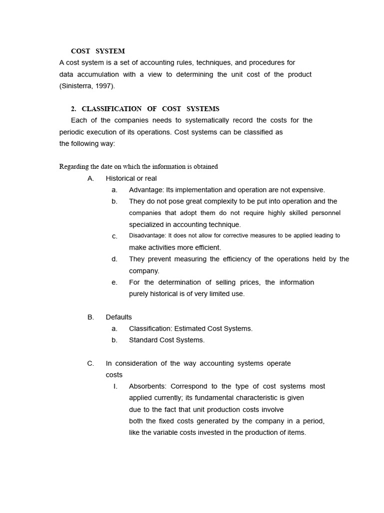 Classification of Cost Systems | PDF | Expense | Cost