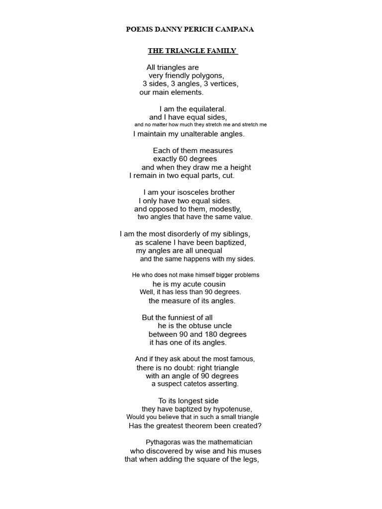Fun Poems About Triangles and Circles | PDF | Triangle | Triangle Geometry