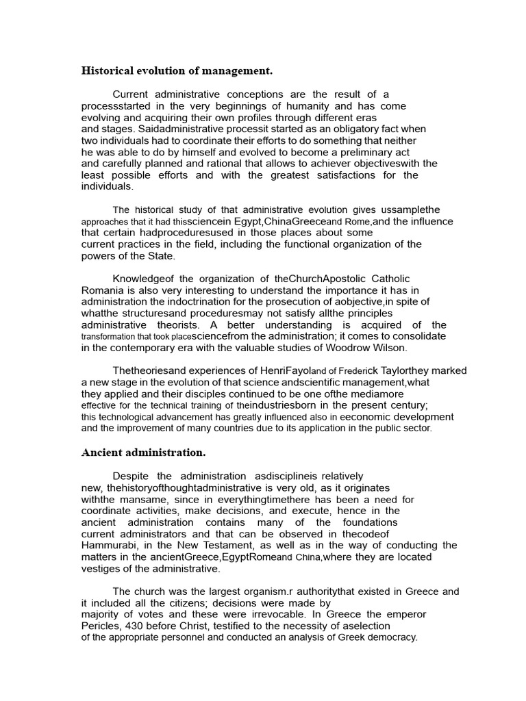 Evolution of Management Practices | PDF | Ancient Greece | Ancient Rome