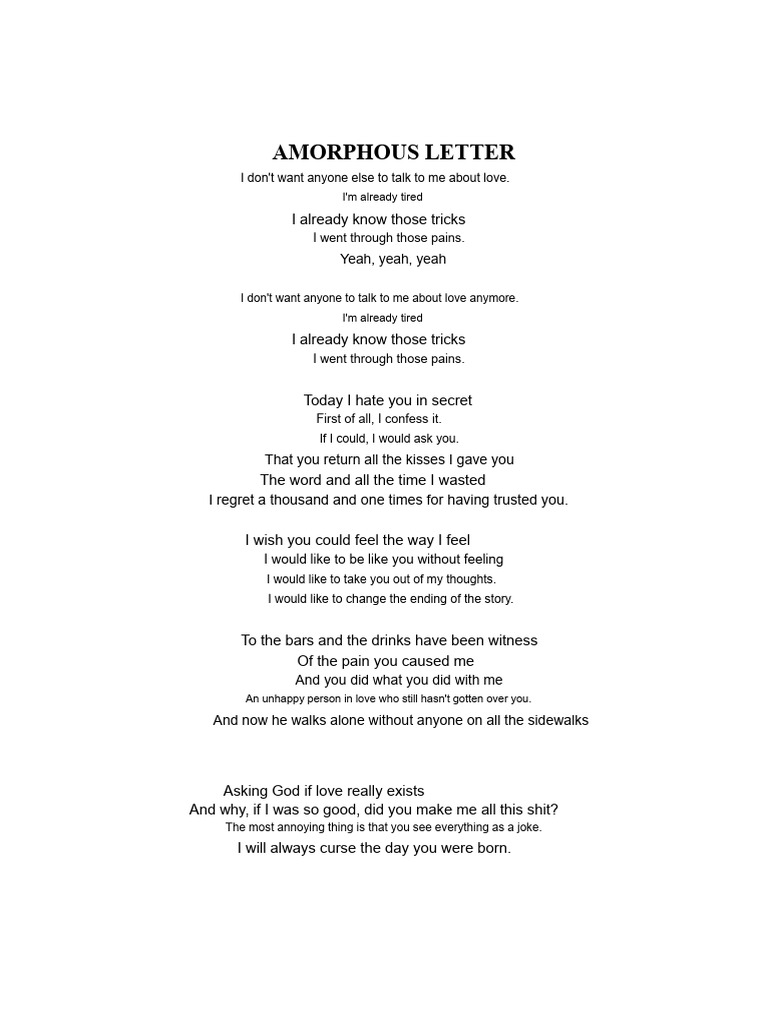 Amorfoda Lyrics Analysis and Translation | PDF