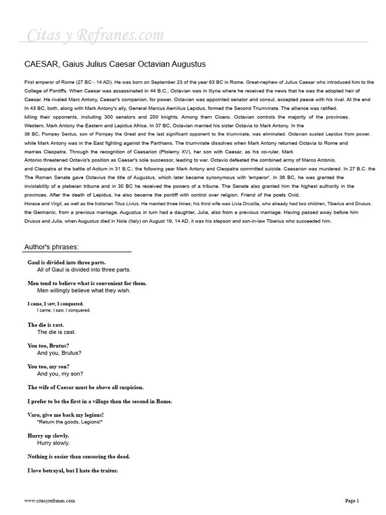CAESAR, Gaius Julius Caesar Octavian Augustus_(famous.quotes.citations ...