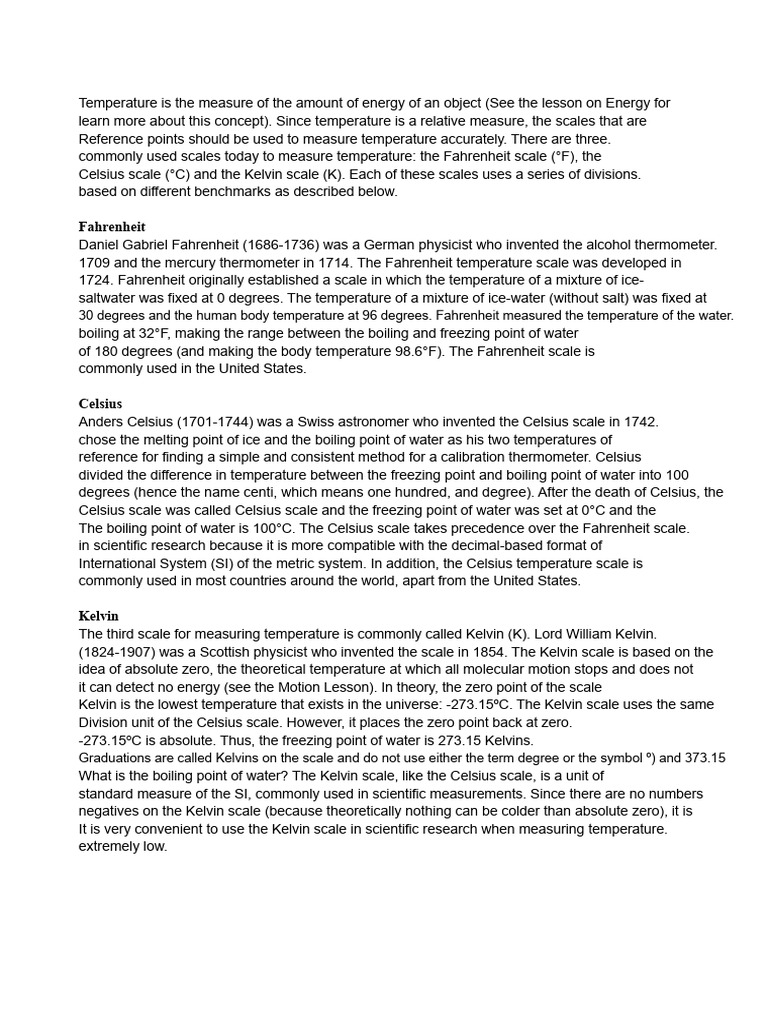 Difference Between Celsius, Kelvin, and Fahrenheit | PDF | Fahrenheit ...