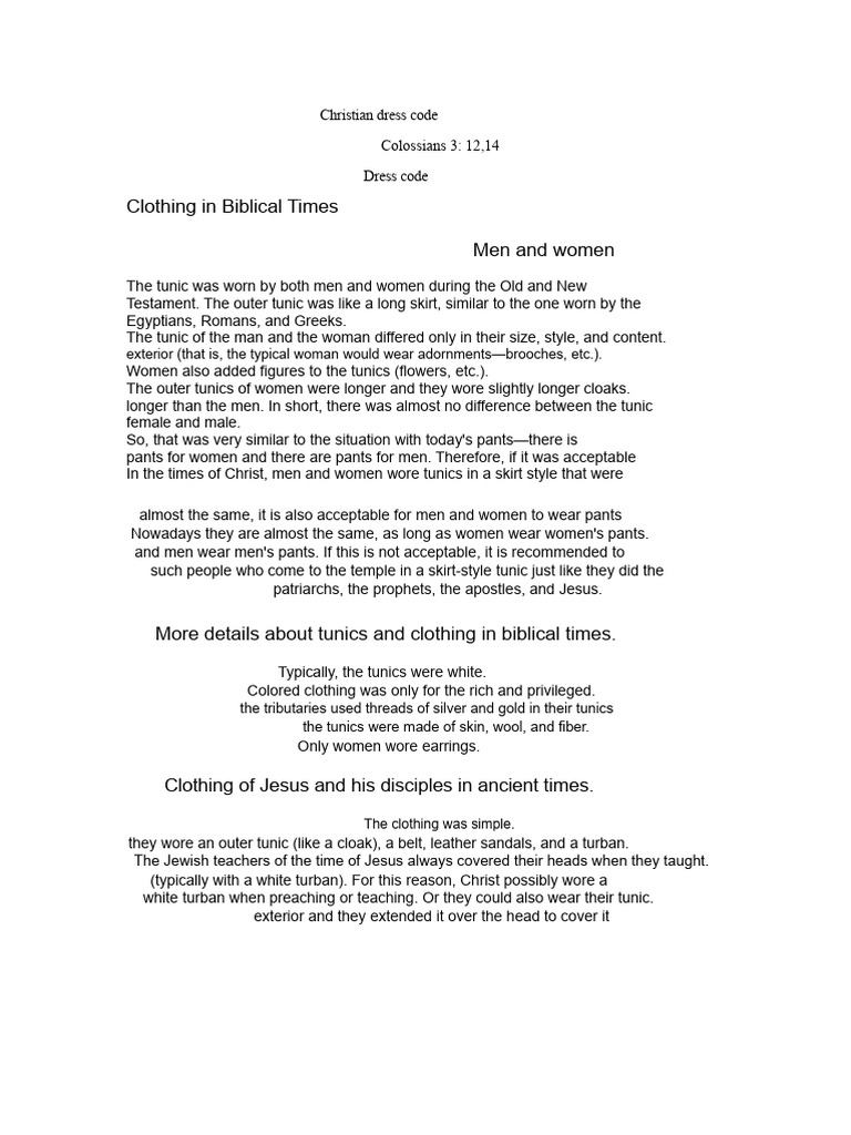 Biblical Dress Code for Christians | PDF | Modesty | Nudity