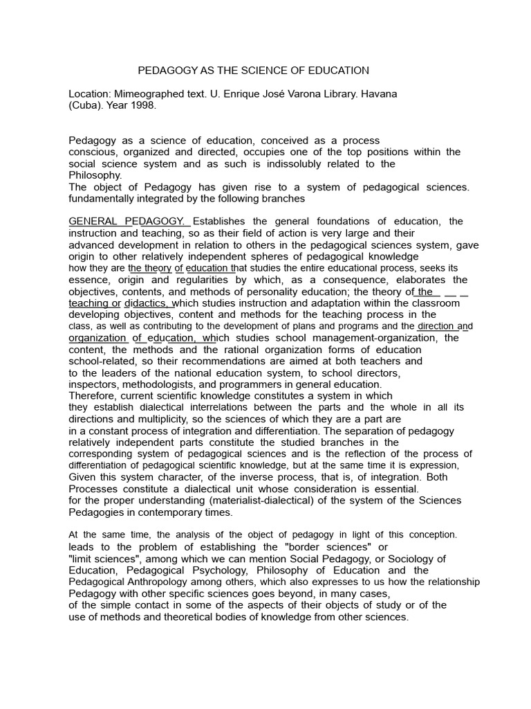 Pedagogy As A Science of Education | PDF | Pedagogy | Science