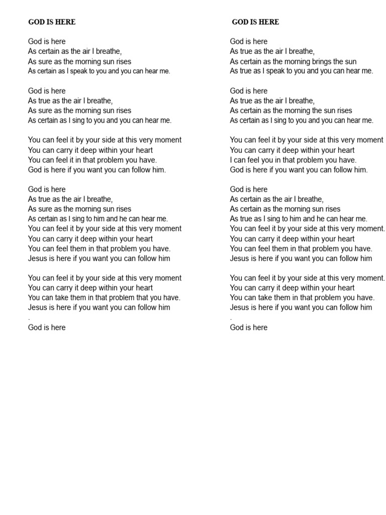 Lyrics God Is Here | PDF