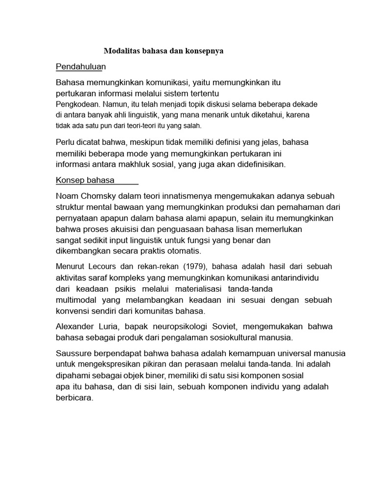 Modalitas dan Konsep Bahasa Manusia | PDF
