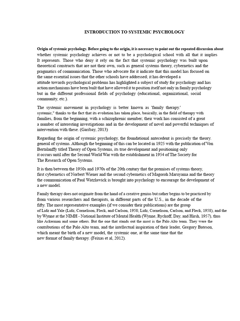 School of Systemic Psychology | PDF | System | Psychology