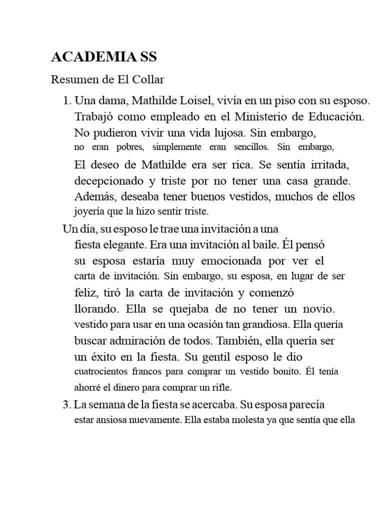 Resumen_El collar | PDF