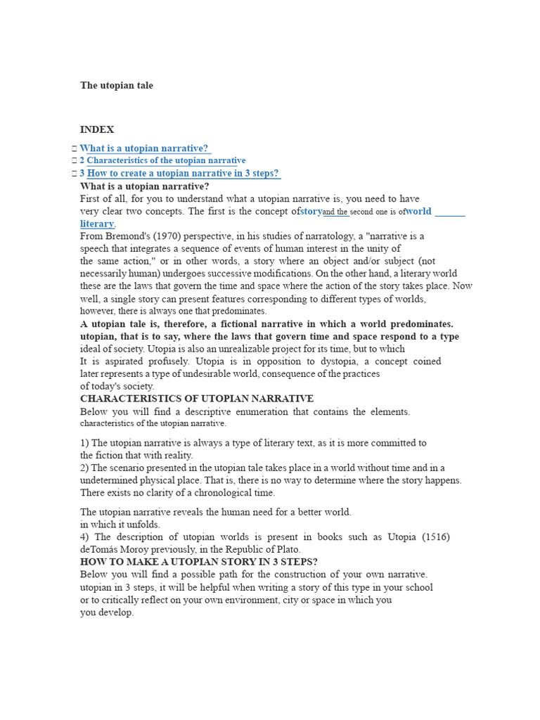 Activity To Work On Utopia | PDF | Utopia | Narrative