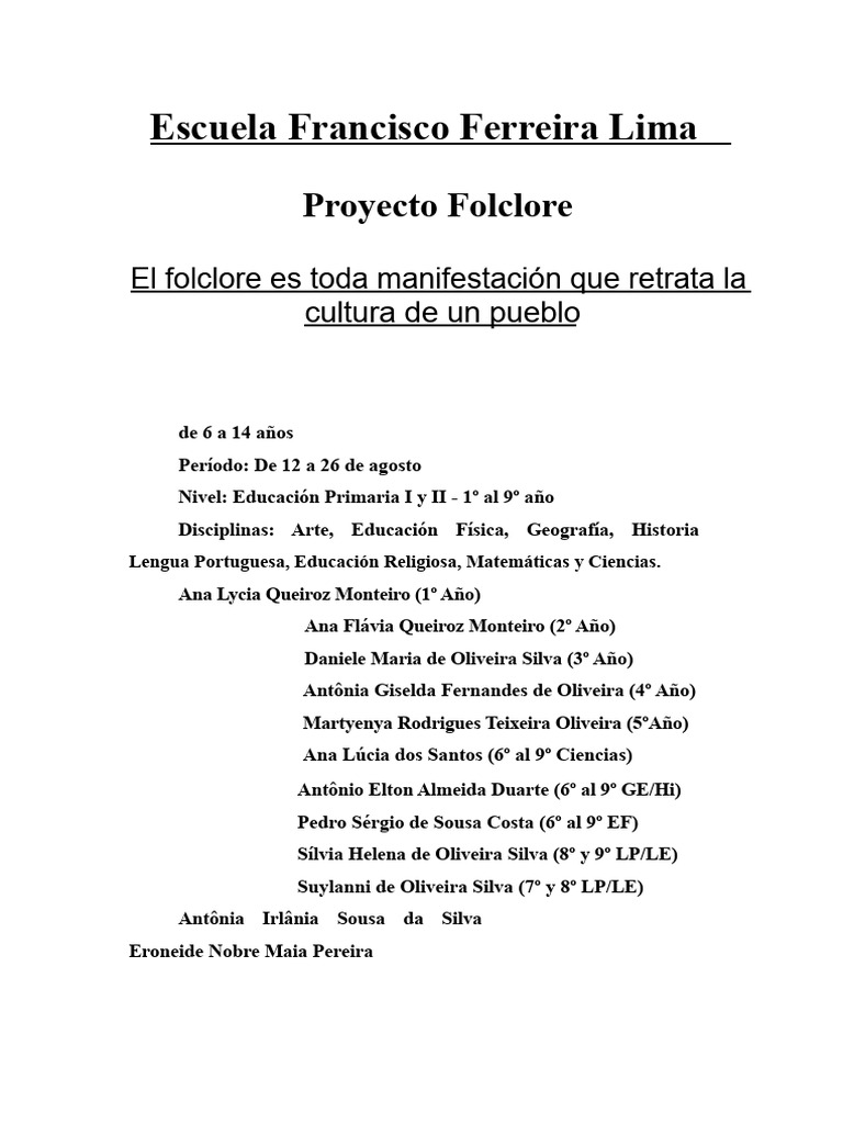 Proyecto Folclore | PDF | Folklore | Comunicación humana