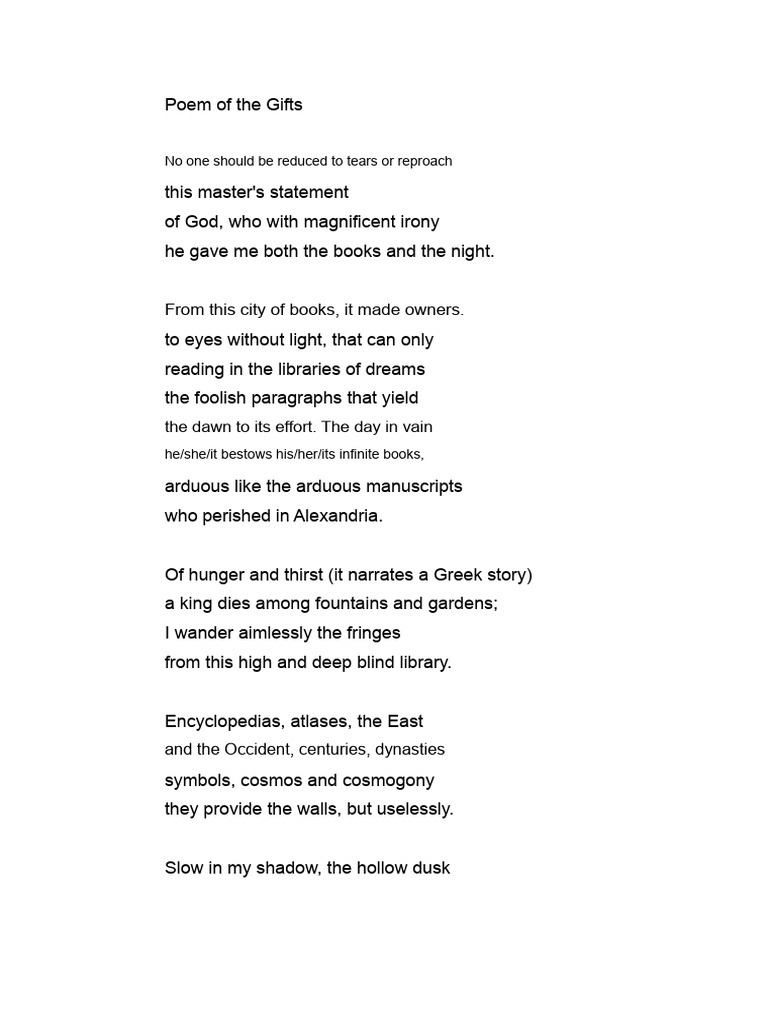 Poem on Books and Existence | PDF