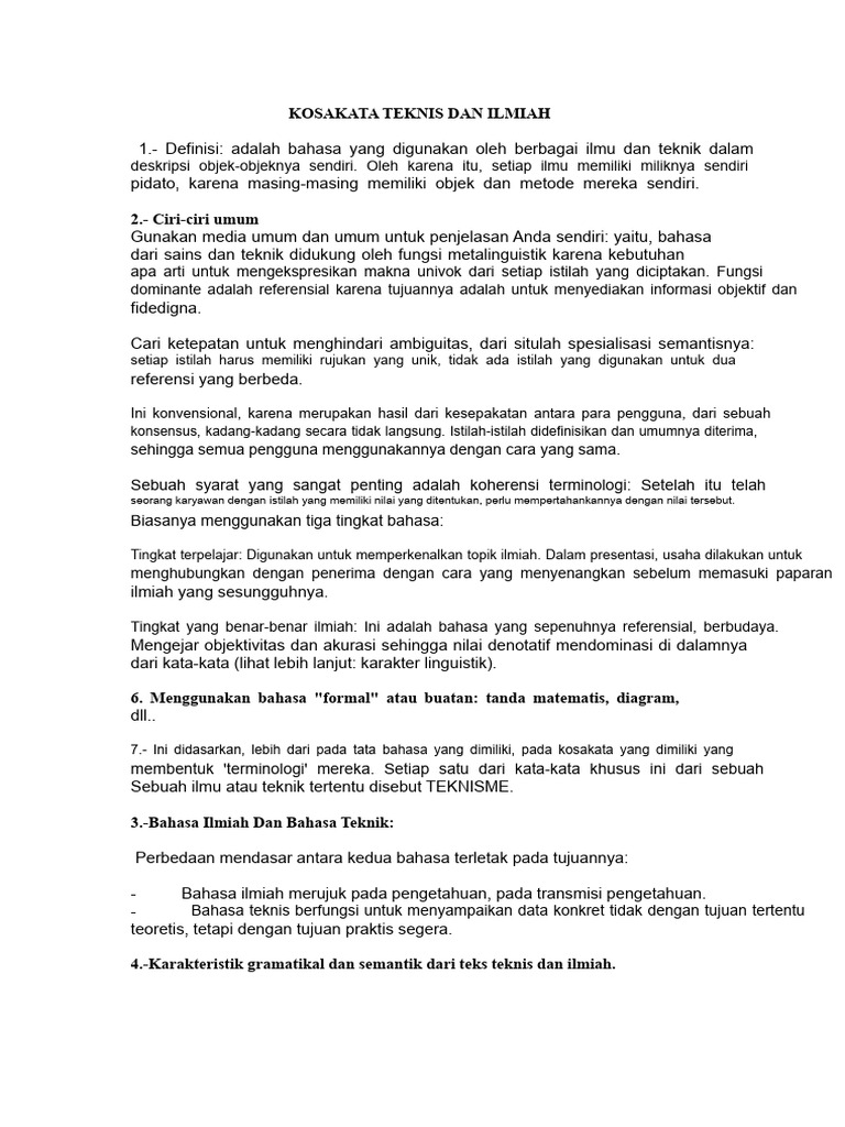 Kosakata Teknis Dan Ilmiah | PDF