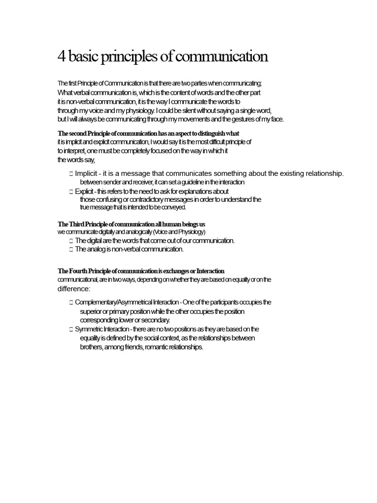 4 Key Principles of Communication | PDF
