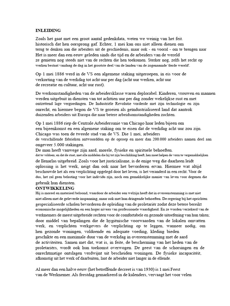 De Arbeidersdag Essay | PDF