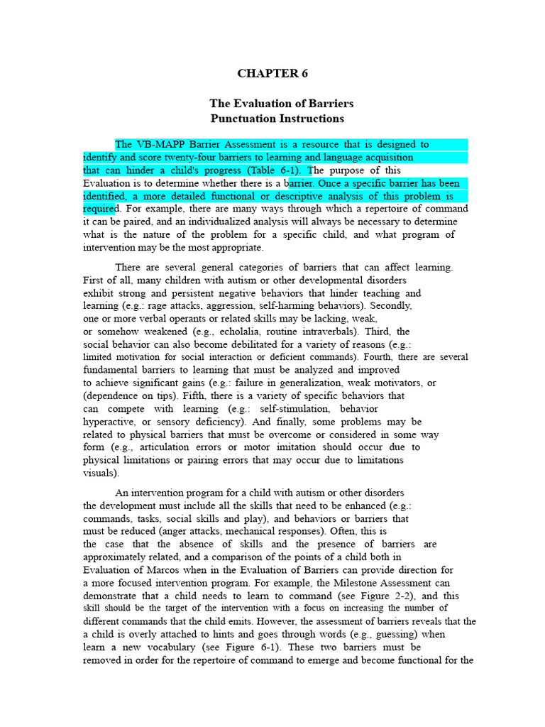 VB MAPP - Chapter 6 Manual | PDF | Imitation | Reinforcement
