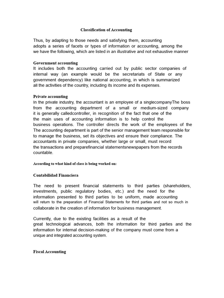 Classification of Accounting | PDF | Accounting | Taxes
