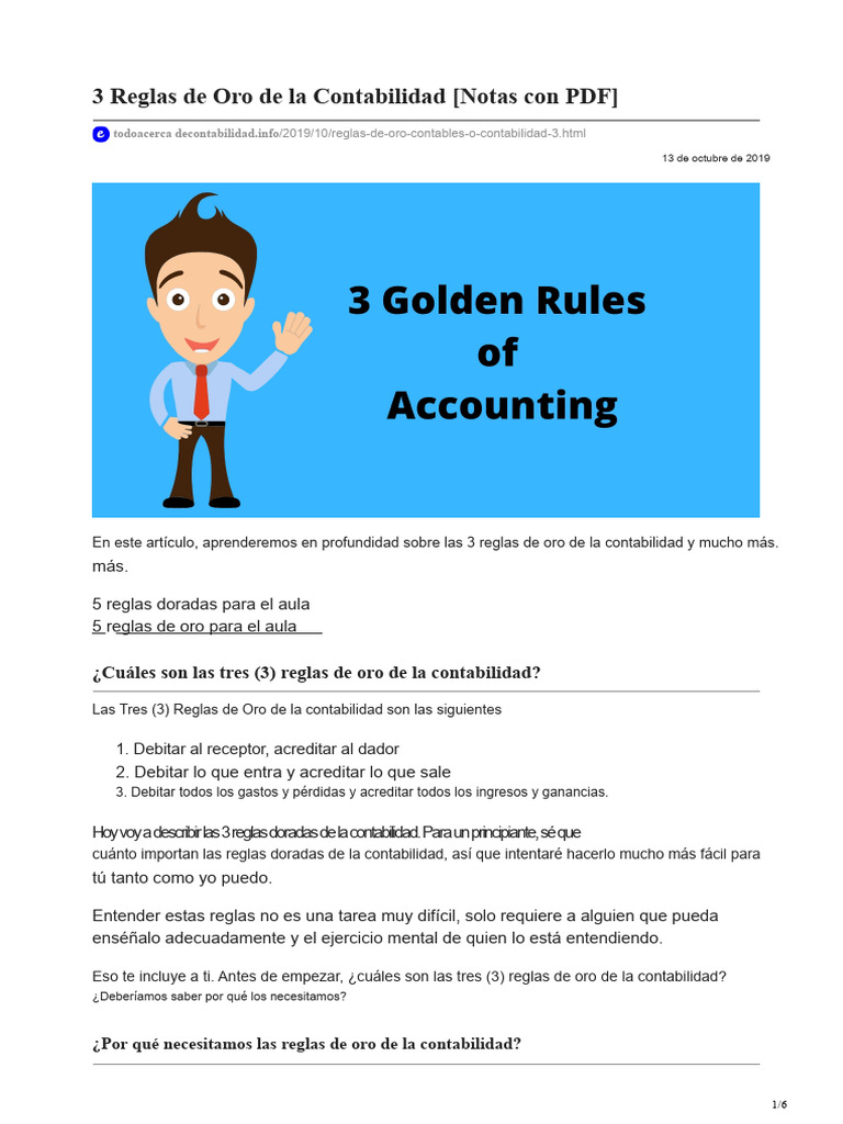 3 Reglas de Oro de la Contabilidad | PDF | Contabilidad | Gastos