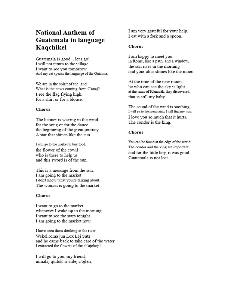National Anthem of Guatemala in Kaqchikel | PDF