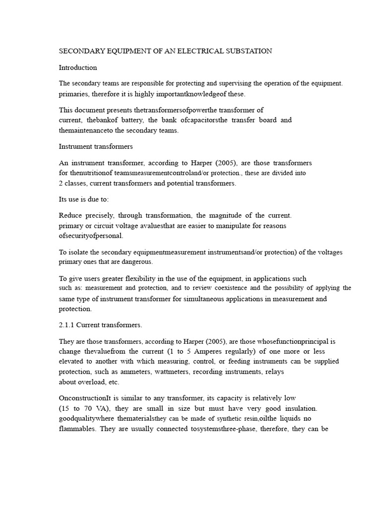 Secondary Equipment of An Electrical Substation | PDF | Transformer | Accuracy And Precision