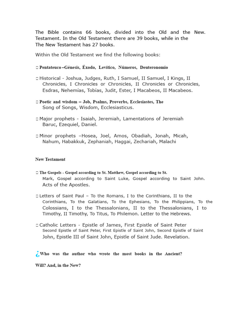 Total Books in the Bible: 66 | PDF