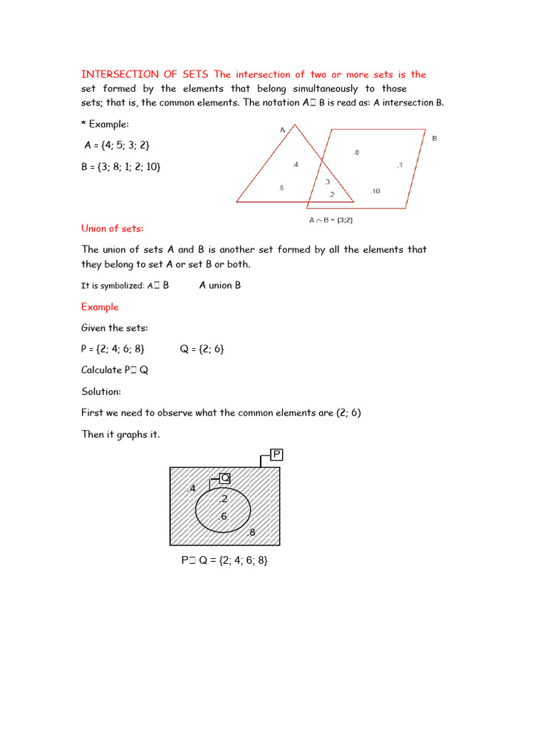 Set Theory: Intersection and Union Explained | PDF