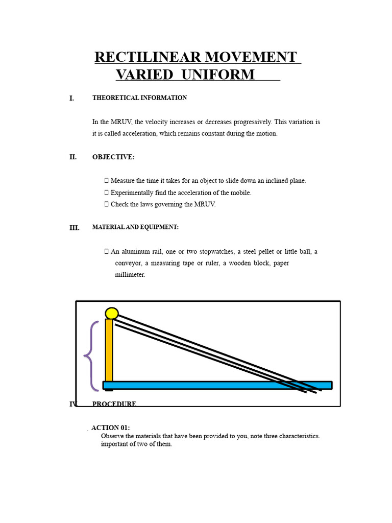 Uniform Varied Rectilinear Movement | PDF | Acceleration | Velocity