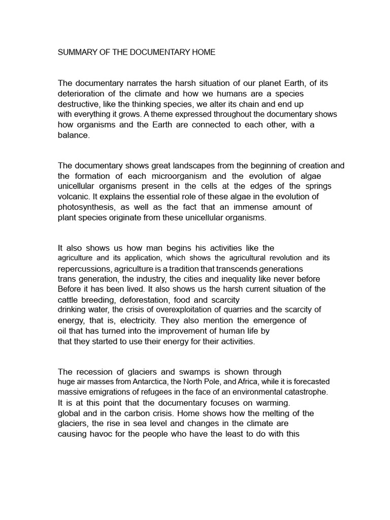 Summary of The Documentary Home | PDF | Climate Change | Earth