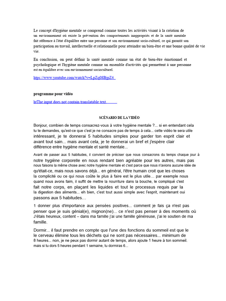 Différence Entre Santé Et Hygiène Mentale | PDF | Sommeil | Santé mentale