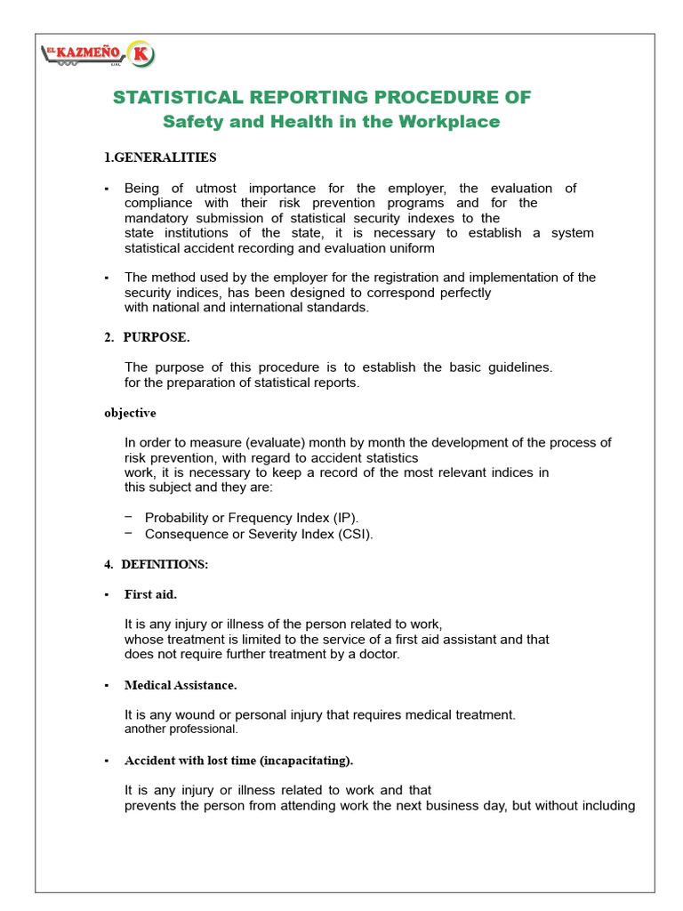 Workplace Safety Statistical Reporting Guide | PDF | Occupational ...