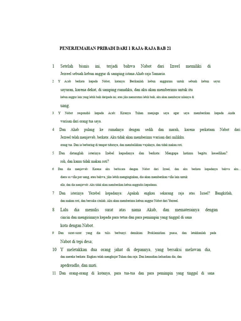 Kebun Anggur Nabot: Kisah dan Makna | PDF
