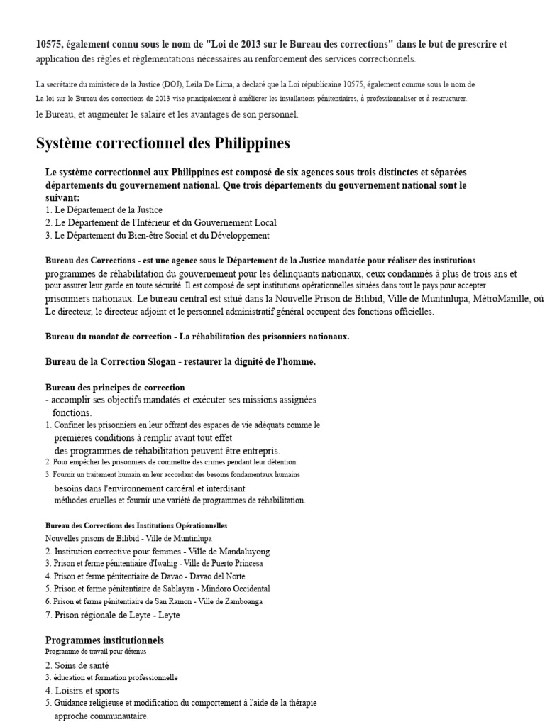 Loi de 2013 sur le Bureau des Corrections | PDF | Prison | Crimes