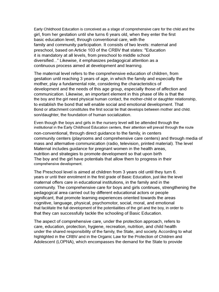 Scope of Early Childhood Education | PDF | Preschool | Early Childhood ...