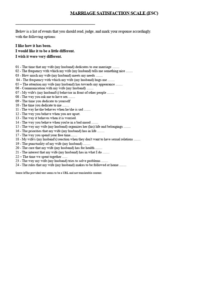Marriage Satisfaction Scale | PDF