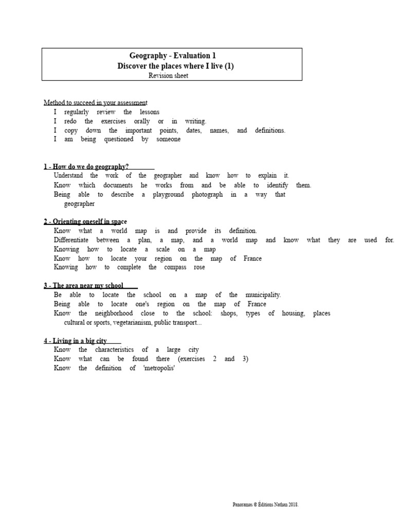 Geography Assessment Revision Guide | PDF