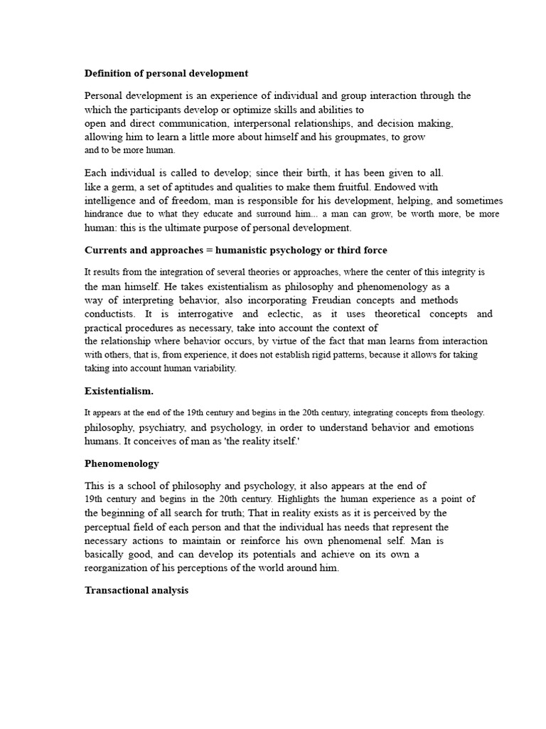 Understanding Personal Development Concepts | PDF | Psychology | Experience
