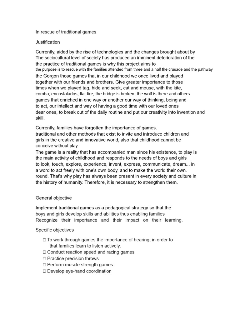 Reviving Traditional Childhood Games | PDF | Creativity | Learning