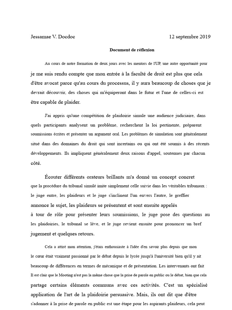 Réflexion Sur Le Tribunal Fictif | PDF | Avocat
