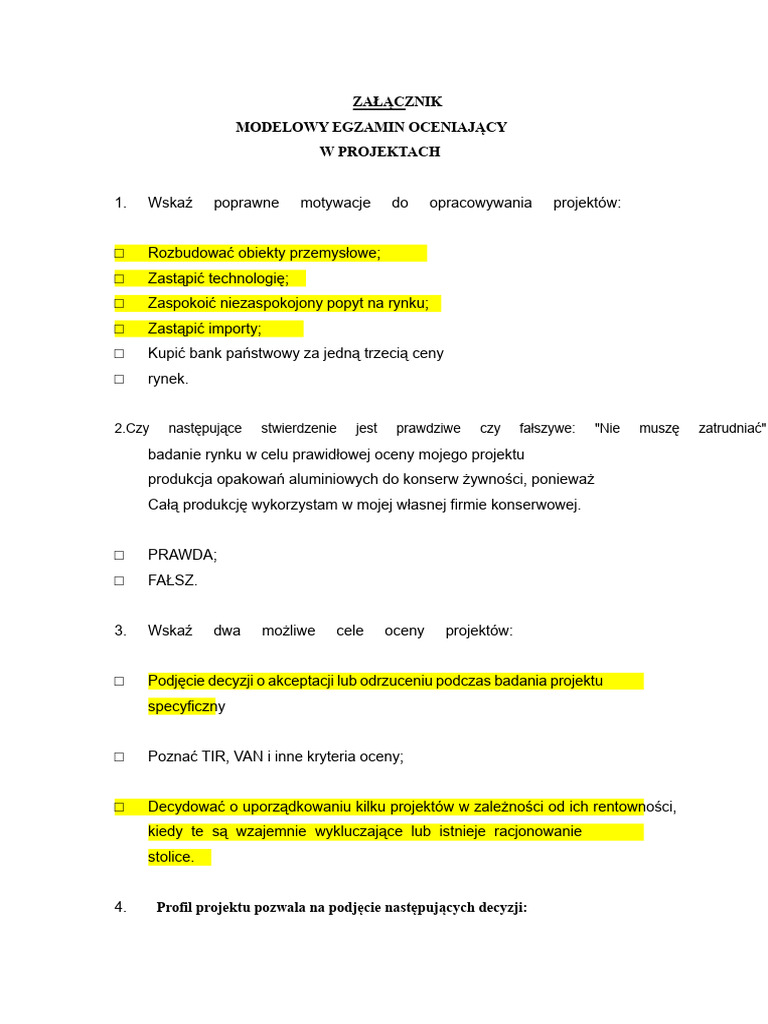 Reagenty Egzamin Projekty | PDF