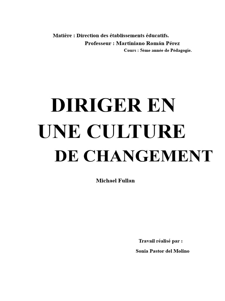 Diriger Dans Une Culture Du Changement | PDF | Direction | Apprentissage