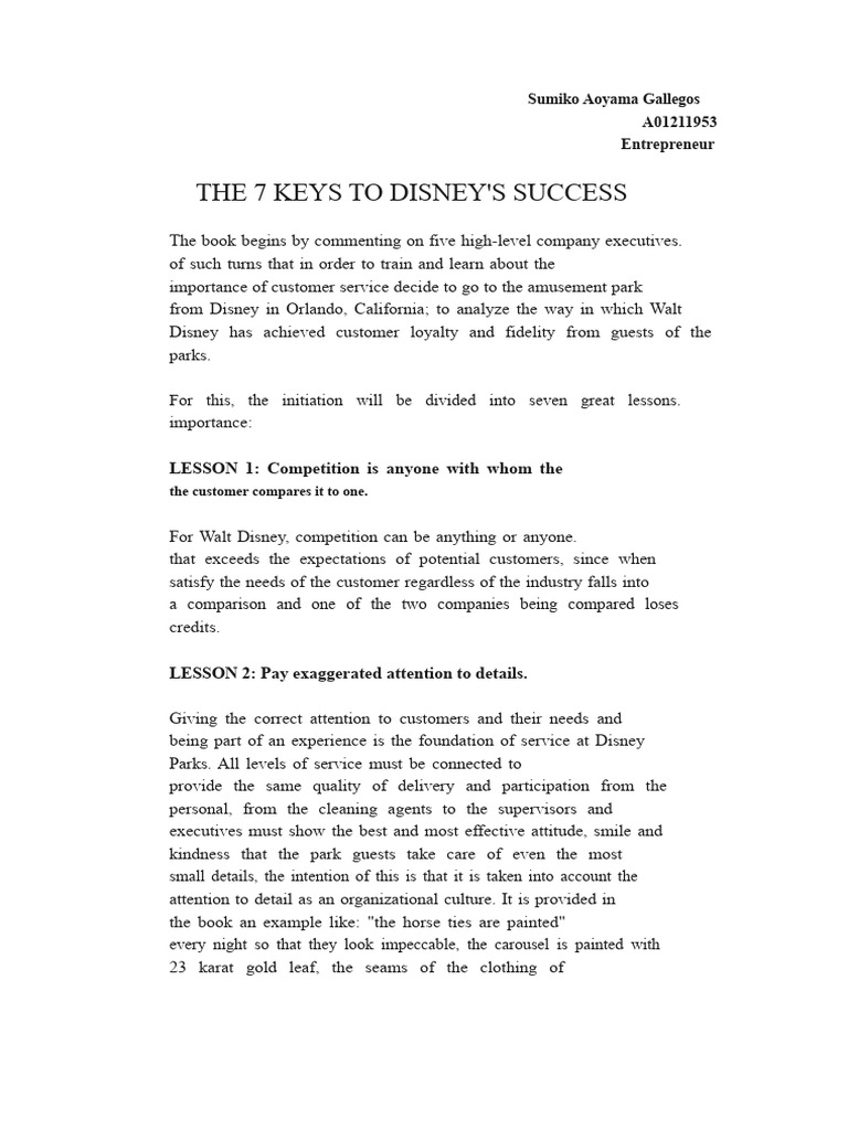 Disney's 7 Keys to Success | PDF | Social Psychology | Business