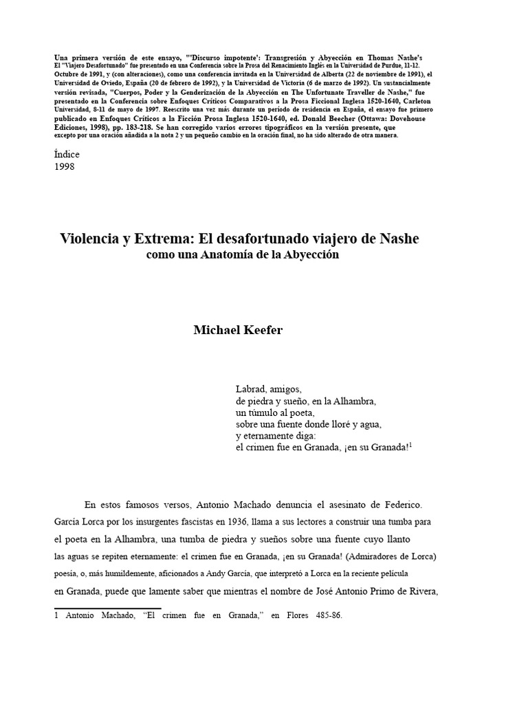 Violencia y Extremidad: El Viajero Desafortunado de Nashe Como Una ...