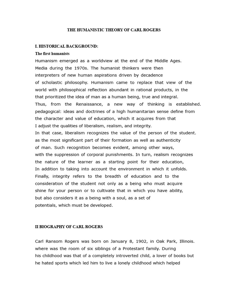 Humanistic Theory of Carl Rogers | PDF | Humanistic Psychology | Humanism