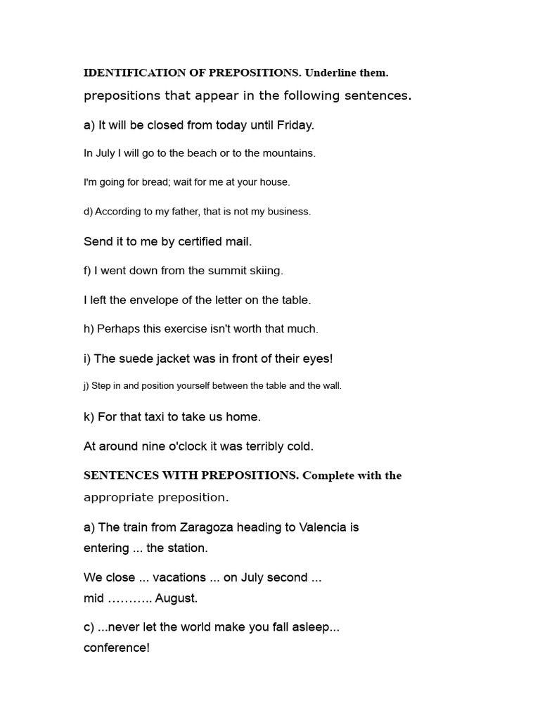 Identifying and Using Prepositions | PDF