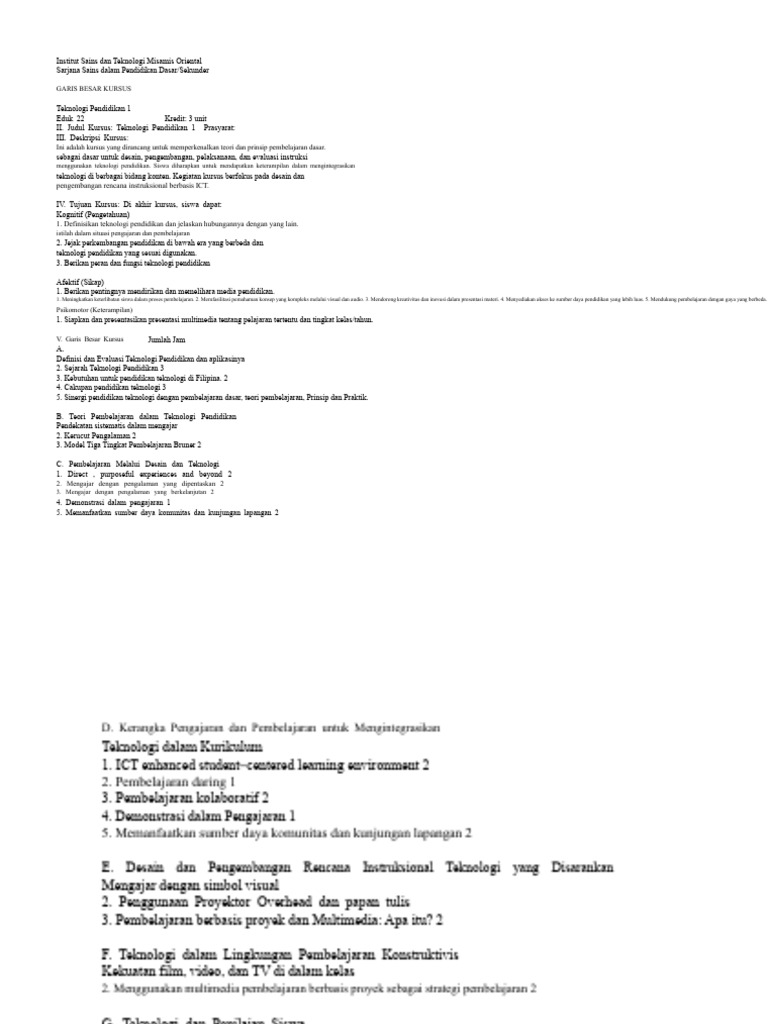 Kurikulum Teknologi Pendidikan | PDF